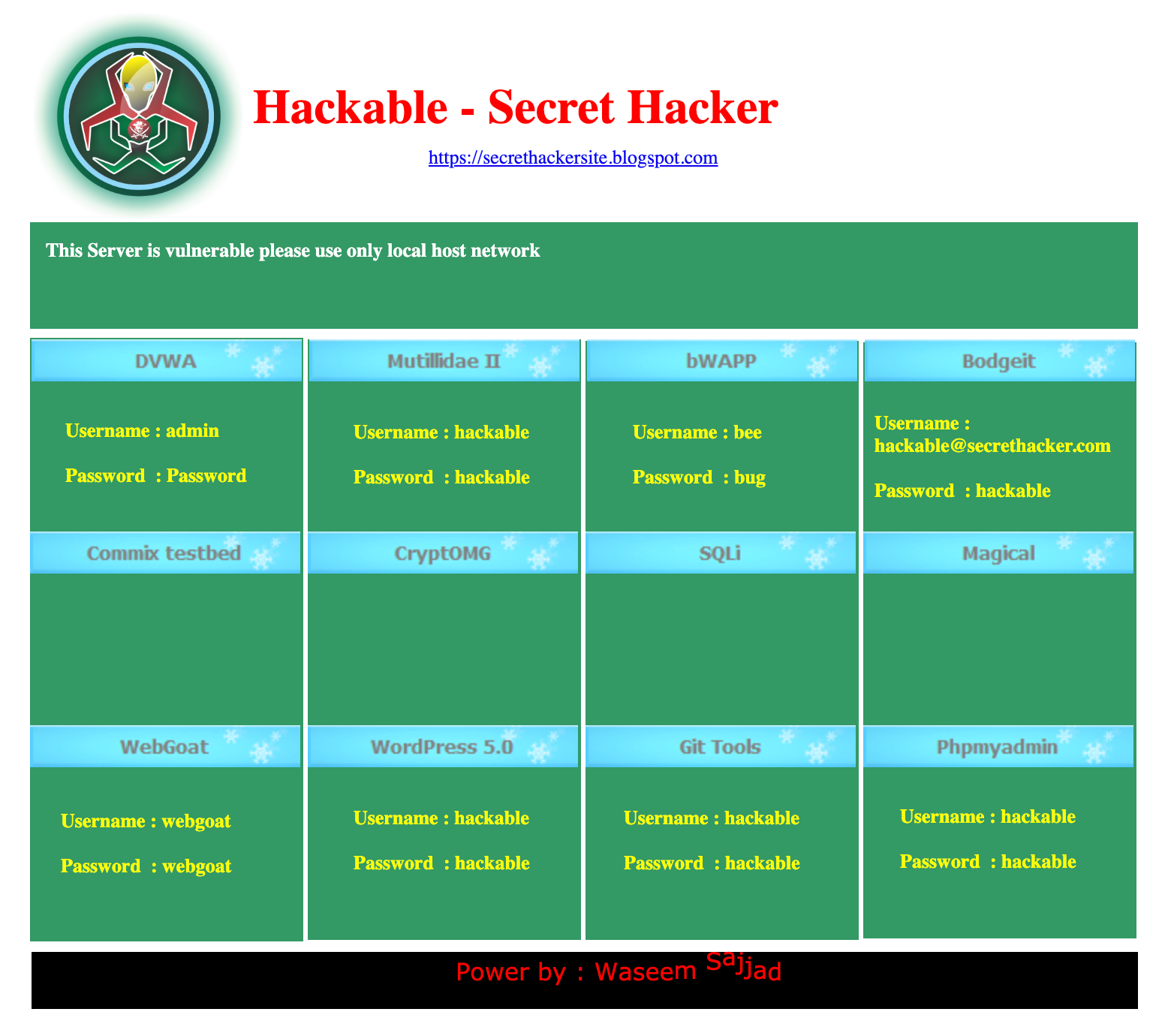 Secret Hacker: Vulnerable Web Application Server ~ VulnHub