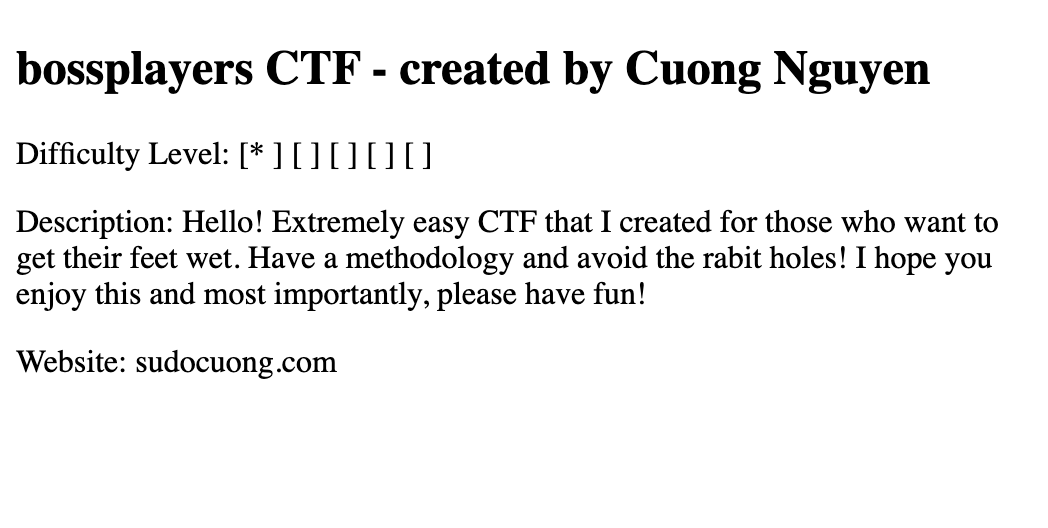 bossplayersCTF: 1 ~ VulnHub
