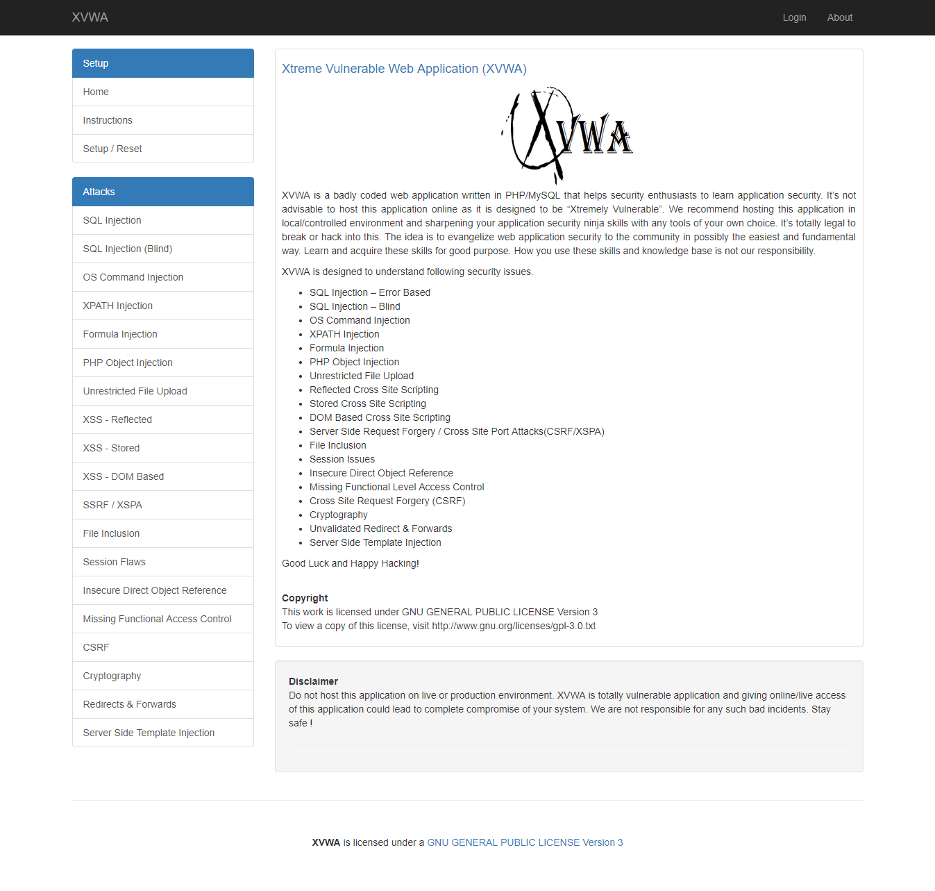 Xtreme Vulnerable Web Application (XVWA): 1 ~ VulnHub